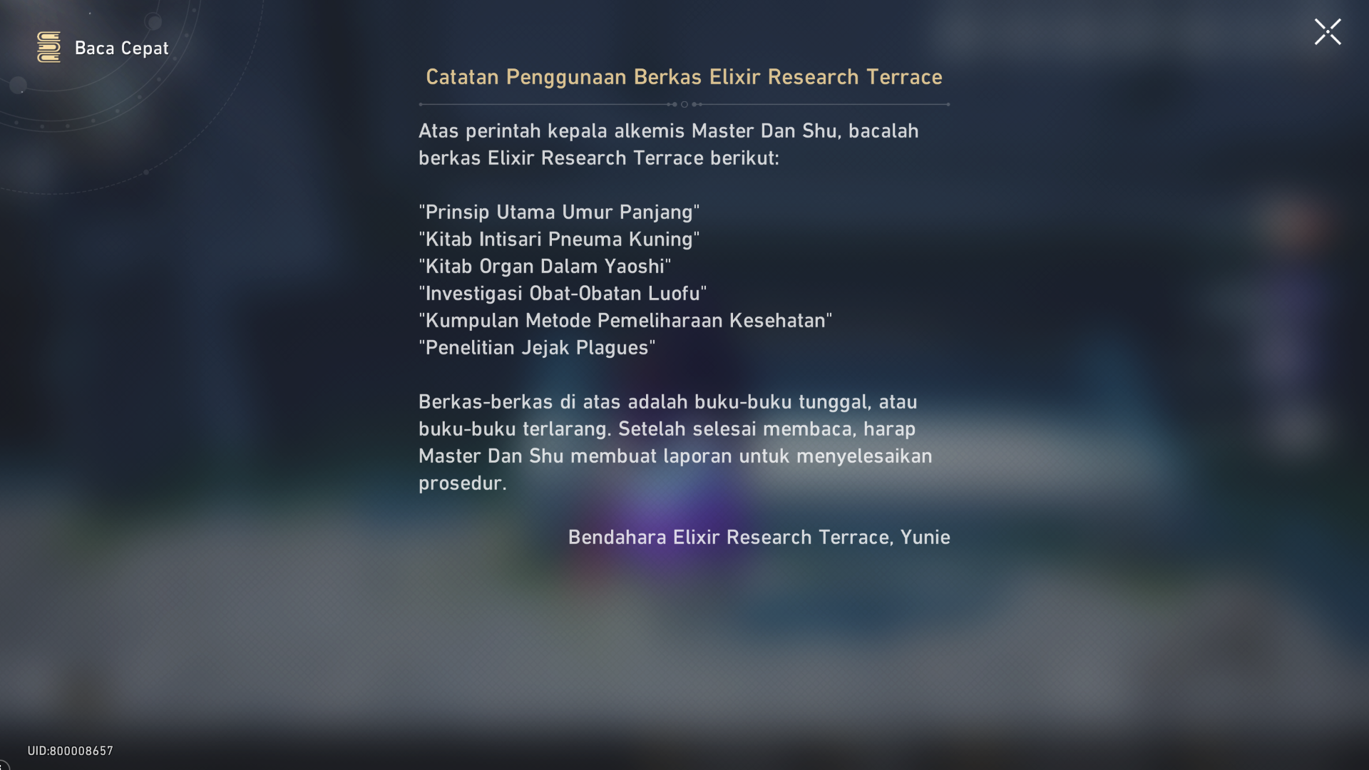 Catatan Penggunaan Berkas Elixir Research Terrace - Honkai: Star Rail ...